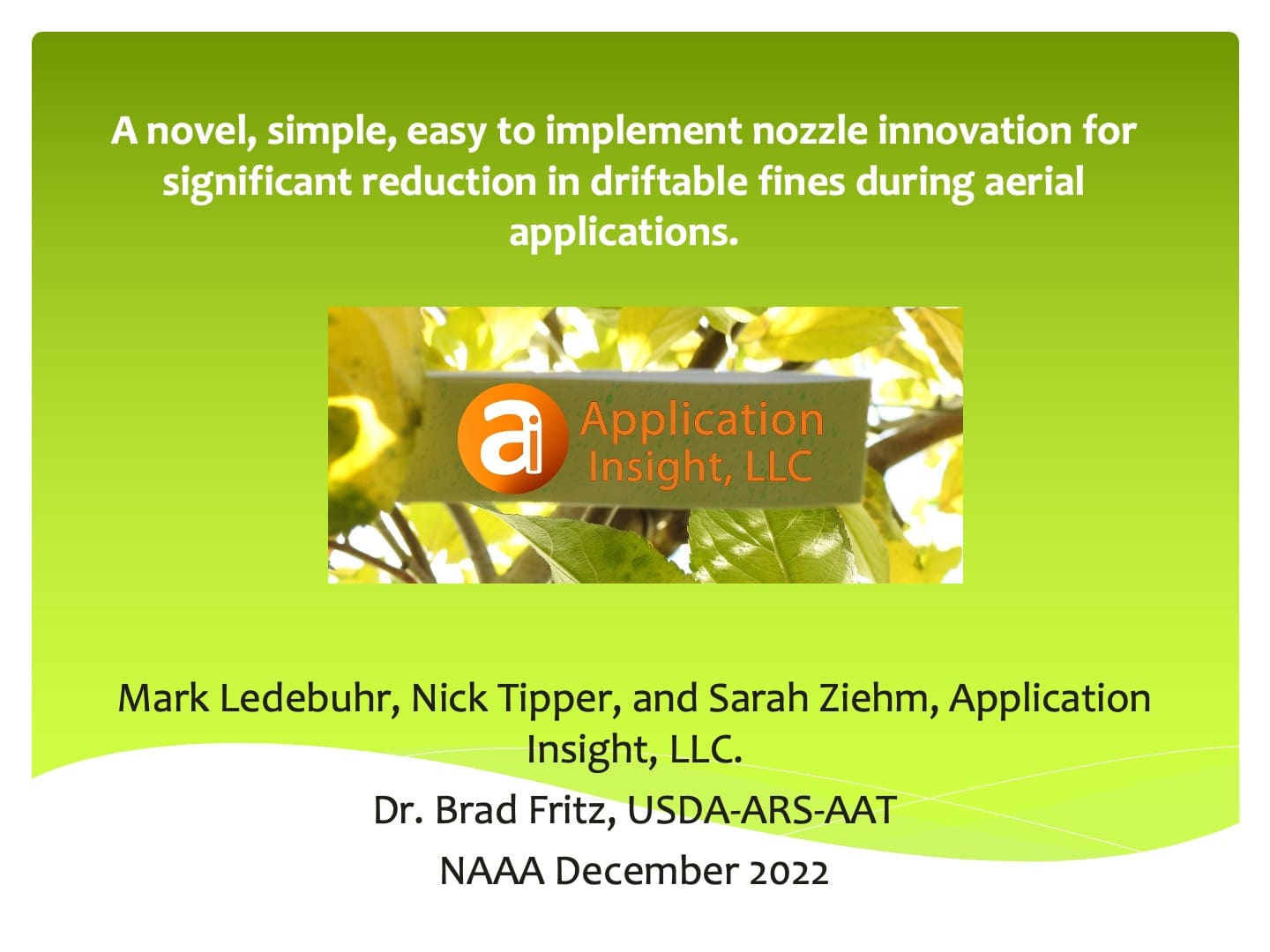 Aerial Application Technology Research Sessions - National Agricultural ...